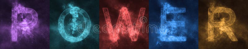 Letras Coloridas Estilizadas Del Espacio Del PODER De Las Letras De La ...