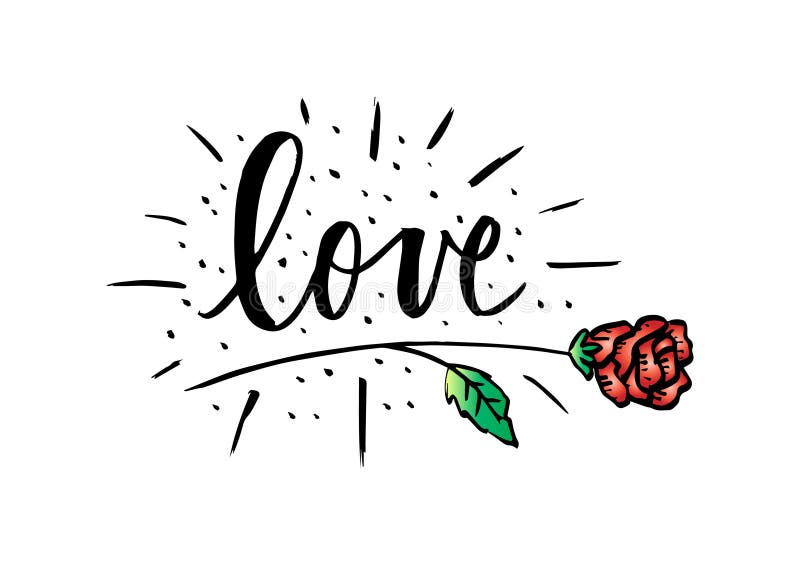 Letras Manuscritas Del Amor En El Fondo Blanco Ilustración del Vector ...