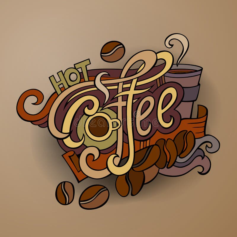 Letras De La Mano Del Café Del Vector Ilustración del Vector ...