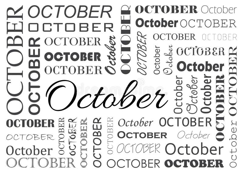 Letras De OCTUBRE En Diversos Tipos De La Fuente Ilustración del Vector ...