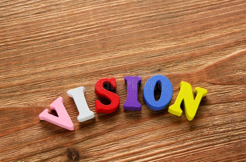 Letras De VISION En La Madera Imagen de archivo - Imagen de gerencia ...