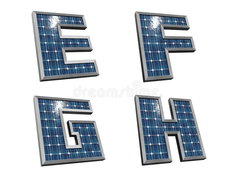 Letras Del Alfabeto Del Panel Solar E a H Stock de ilustración ...
