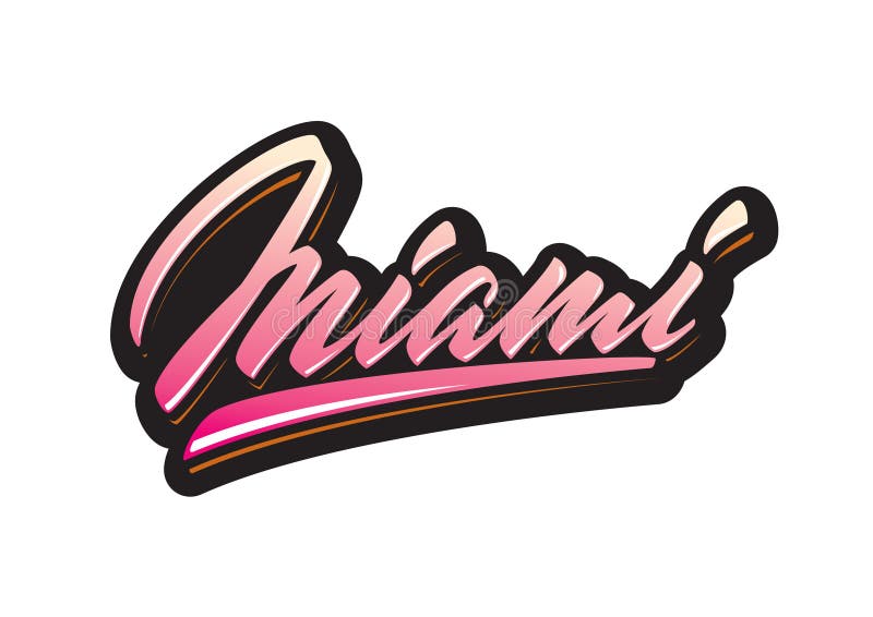 Letras De Miami Para La Impresión De La Camiseta Con Las Hojas De Palma ...