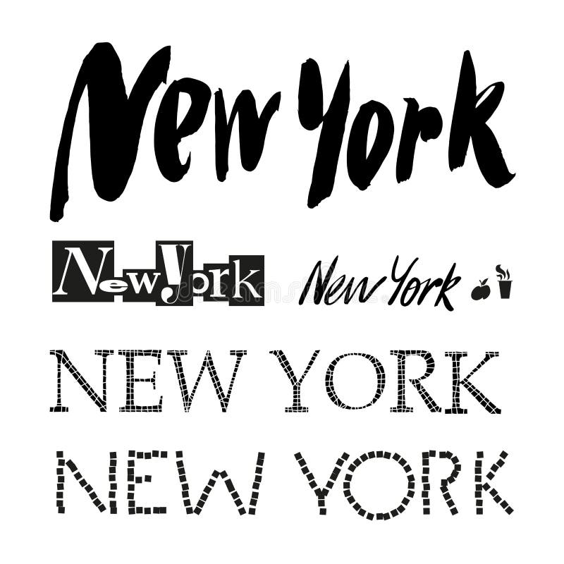 Letras Escritas Mano De New York City Ilustración del Vector ...
