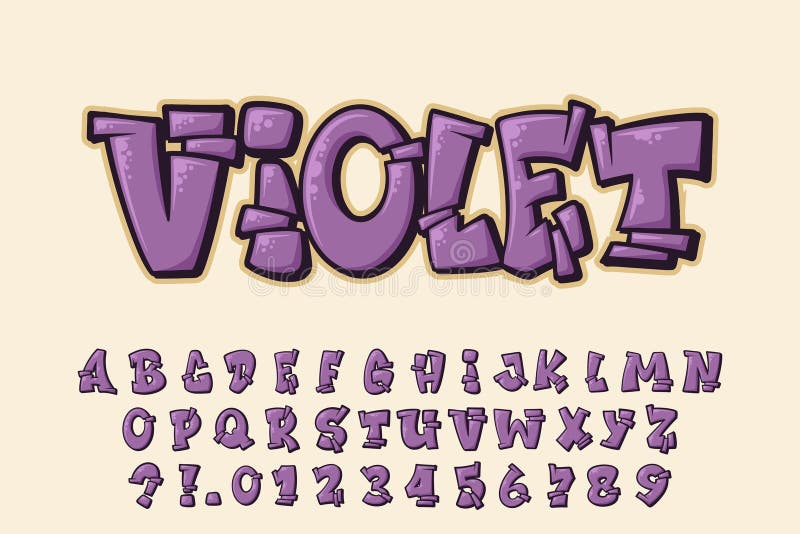 Letras Del Vector Del Graffiti Violeta Del Alfabeto Roto Ilustración ...
