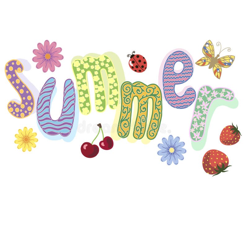 Letras del verano ilustración del vector. Ilustración de escriba - 56043789