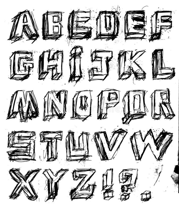 Letras desenhadas mão ilustração do vetor. Ilustração de pintura - 78782850