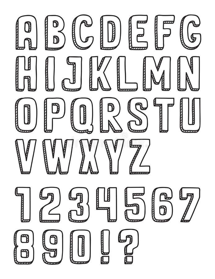 Letras Dibujadas Mano Del Garabato Ilustración del Vector - Ilustración ...