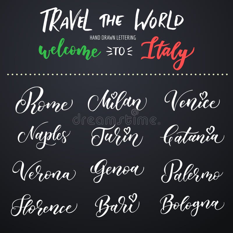 Letras Dibujadas Mano Italiana Del Vector De La Ciudad Ilustración del ...