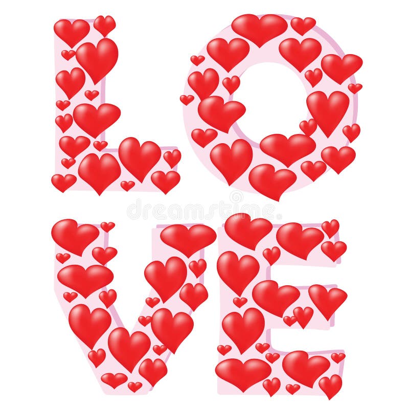 Letras do coração ilustração do vetor. Ilustração de brilhante - 49557905