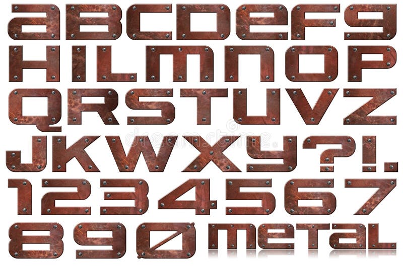 Letras E Símbolos No Estilo Techno Metal Ilustração do Vetor ...