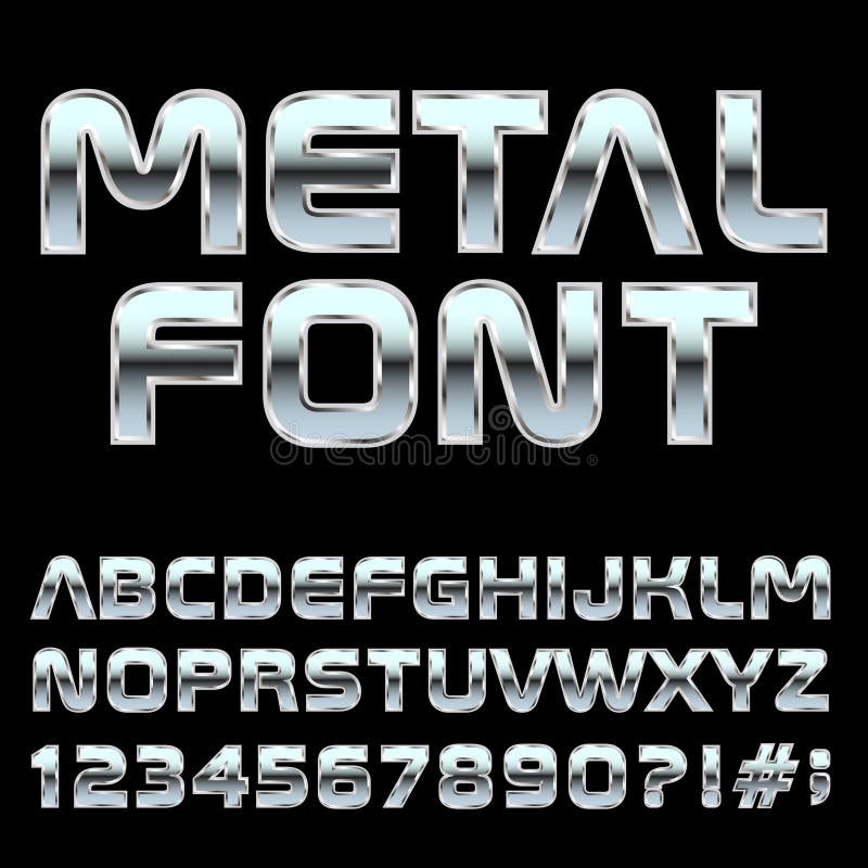 Letras E Símbolos Estilo Metal Ilustração do Vetor - Ilustração de ...