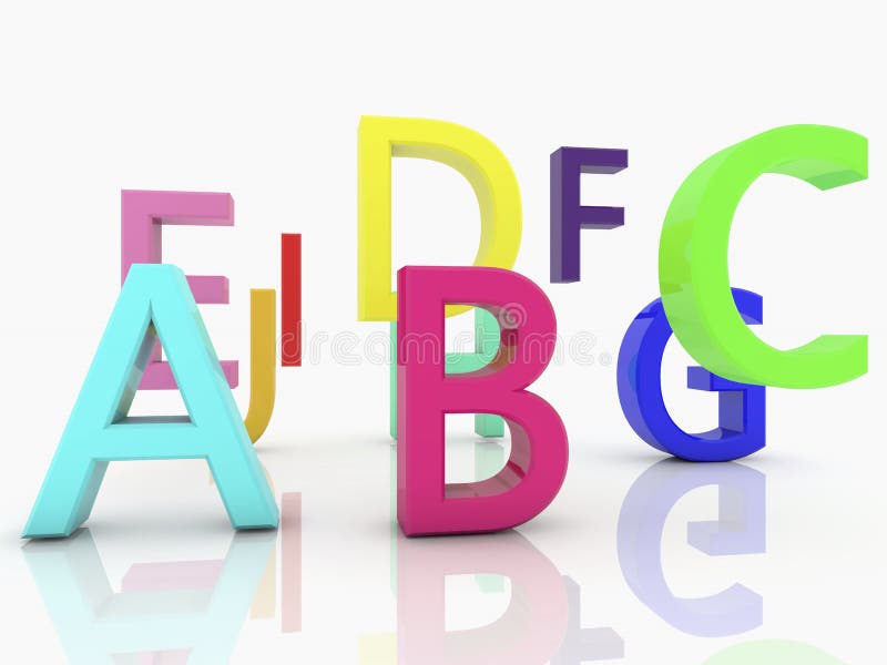 Letras Em Cores Diferentes No Branco Ilustração Stock - Ilustração de ...