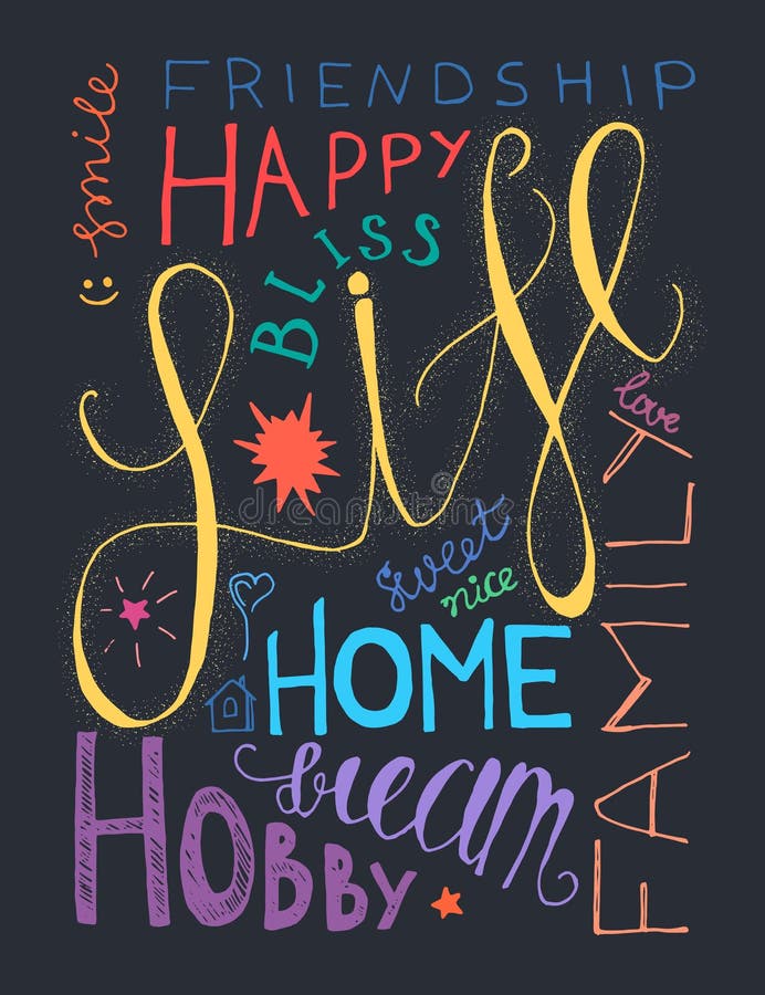Letras felices de la vida stock de ilustración. Ilustración de vivo ...