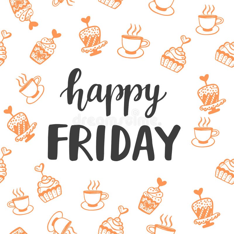 Letras Felices De Viernes, Mano Escrita Ilustración del Vector ...