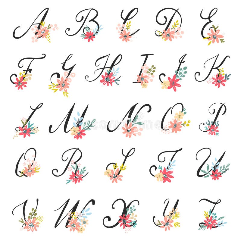 Letras florales hermosas ilustración del vector. Ilustración de resorte ...