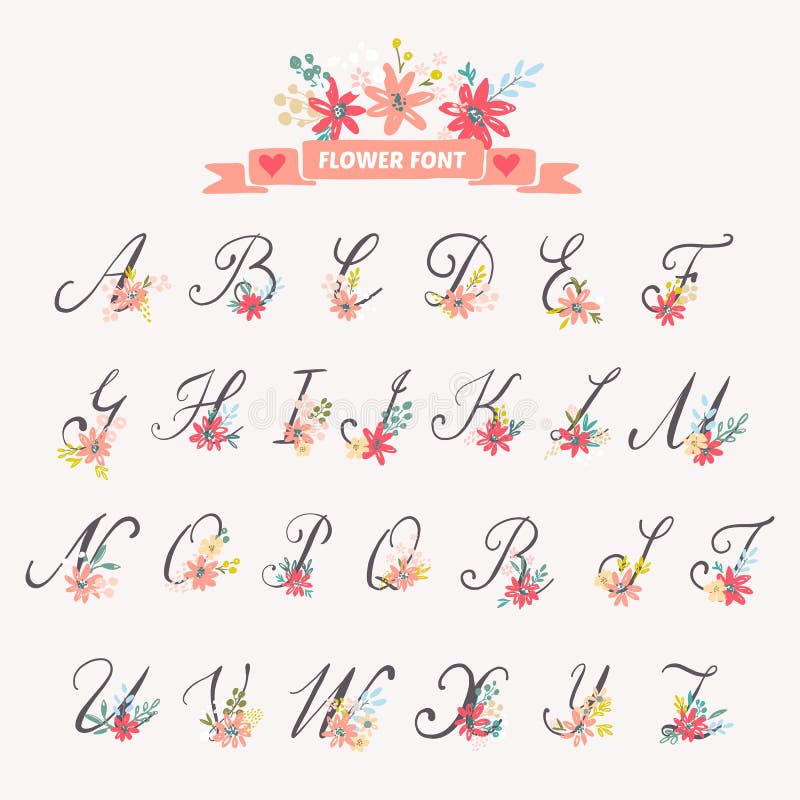Letras florales hermosas ilustración del vector. Ilustración de verano ...