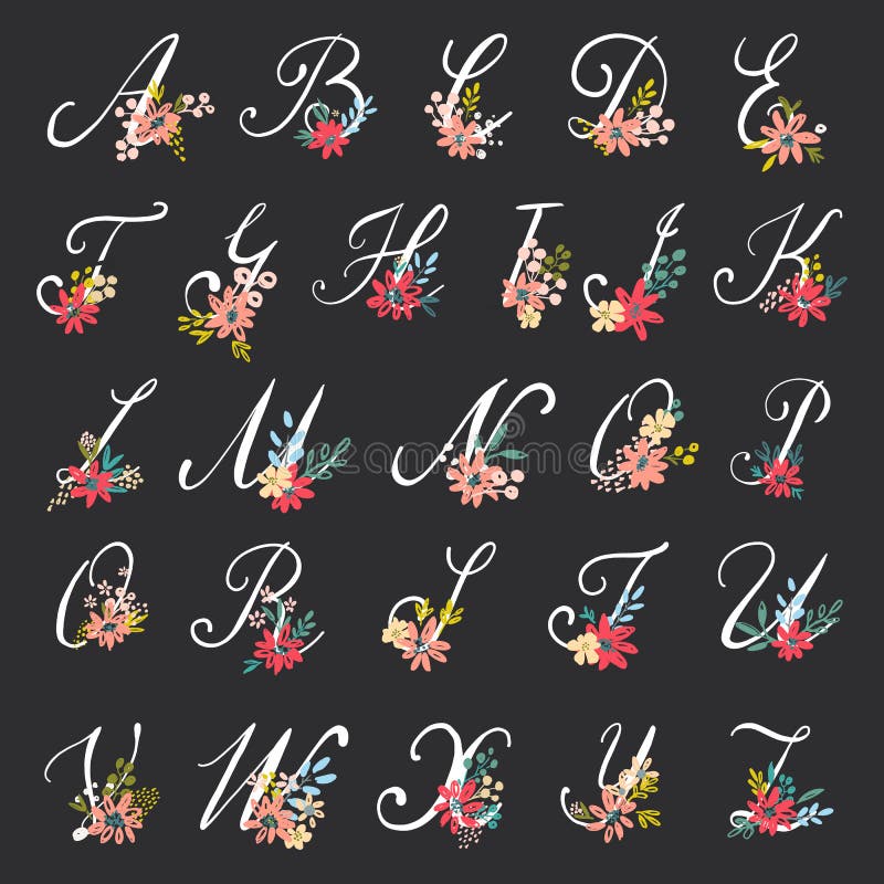 Letras florales hermosas ilustración del vector. Ilustración de verano ...