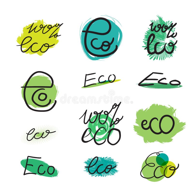 Letras naturales de Eco stock de ilustración. Ilustración de cubo ...