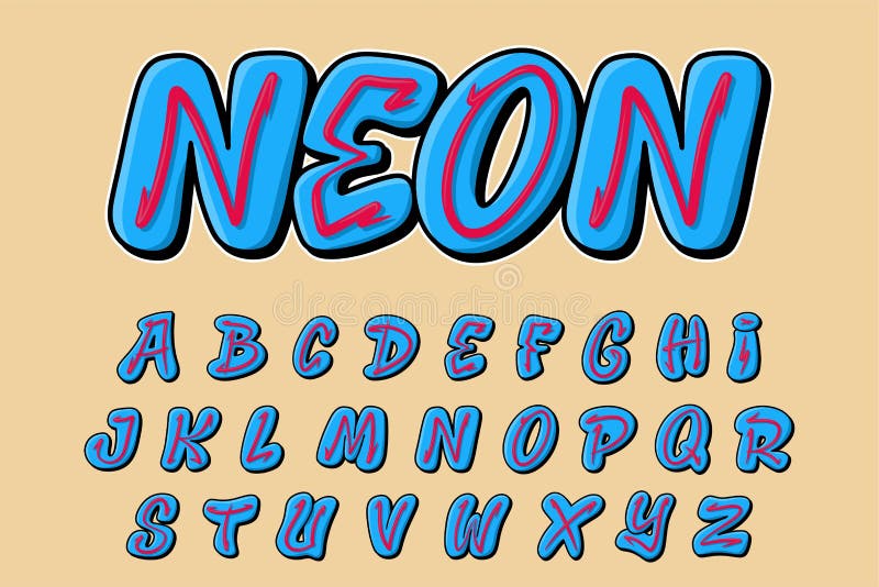 Letras Negrita De Graffiti De Texto Letras Vectoriales Ilustración del ...