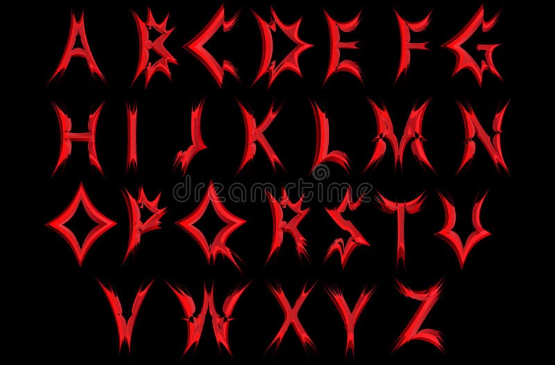 Letras Rojas Agudas Del Alfabeto Ilustración del Vector - Ilustración ...