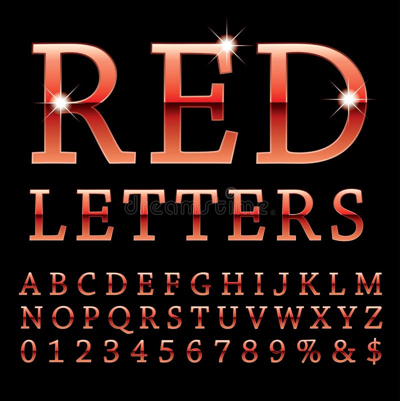 Letras rojas de la fuente ilustración del vector. Ilustración de texto ...