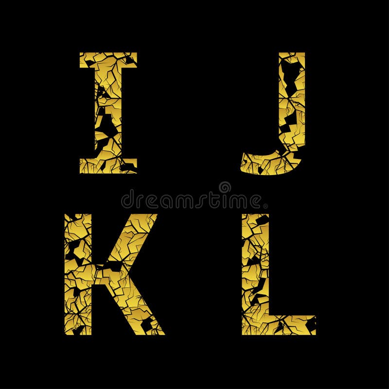 Letras rotas de oro ilustración del vector. Ilustración de roto - 129900722