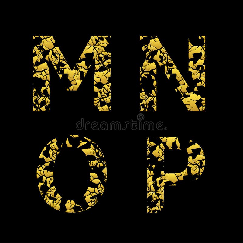 Letras rotas de oro ilustración del vector. Ilustración de fuente ...
