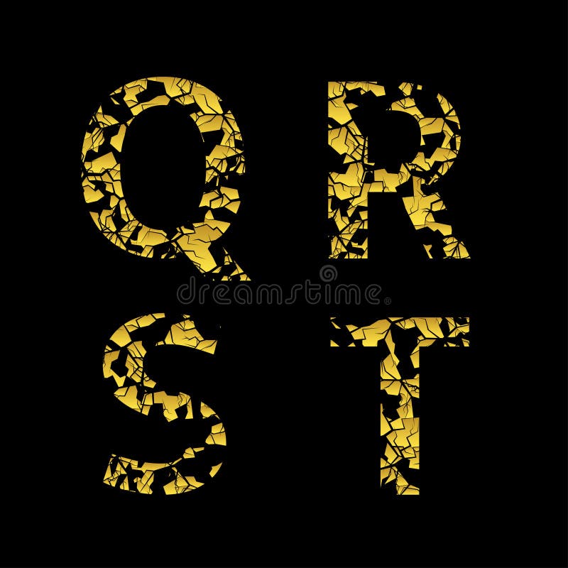 Letras rotas de oro ilustración del vector. Ilustración de agolpamiento ...