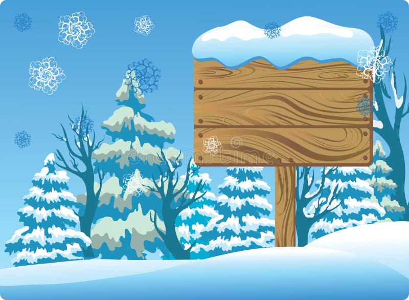 Letrero De Madera Del Invierno Ilustración del Vector - Ilustración de ...