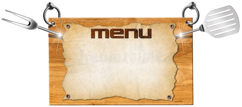 Letrero de madera del menú stock de ilustración. Ilustración de anuncio ...