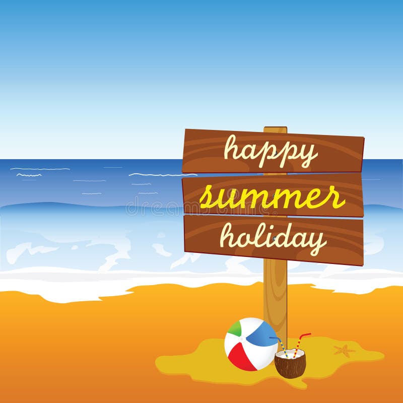 Letrero En El Vector Del Color De La Playa Ilustración del Vector ...