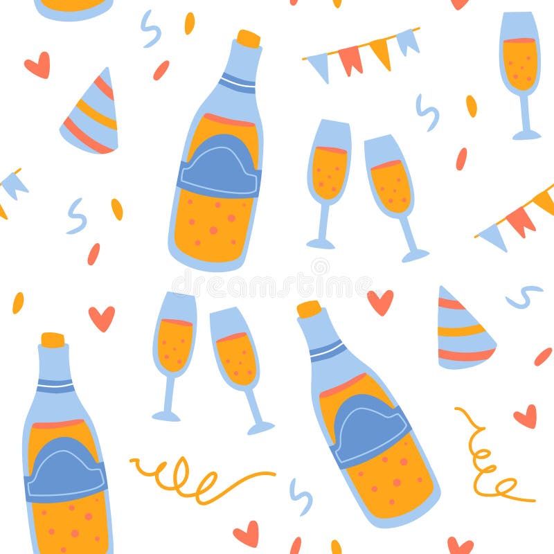 Seamless Pattern with Party Items Stock Vector - Illustration of ...
