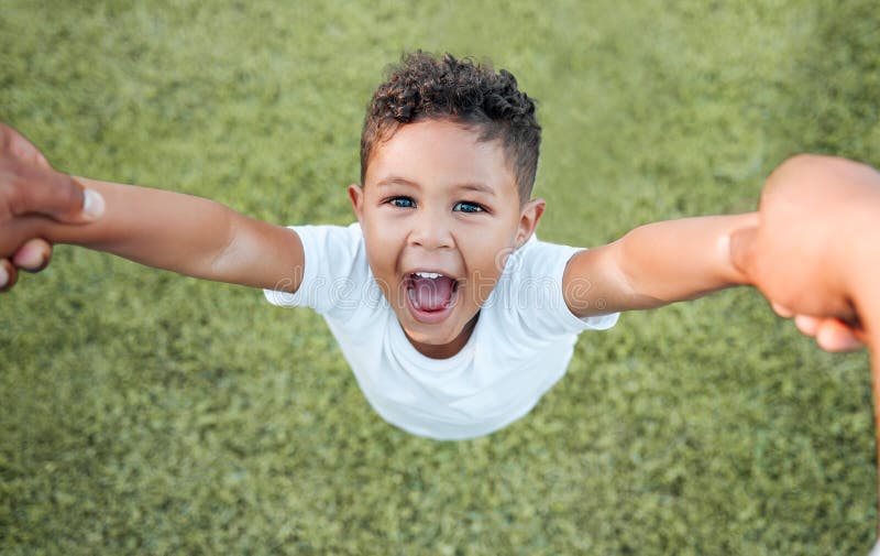Lets Do it One More Time. a Little Boy Having Fun at the Park. Stock ...