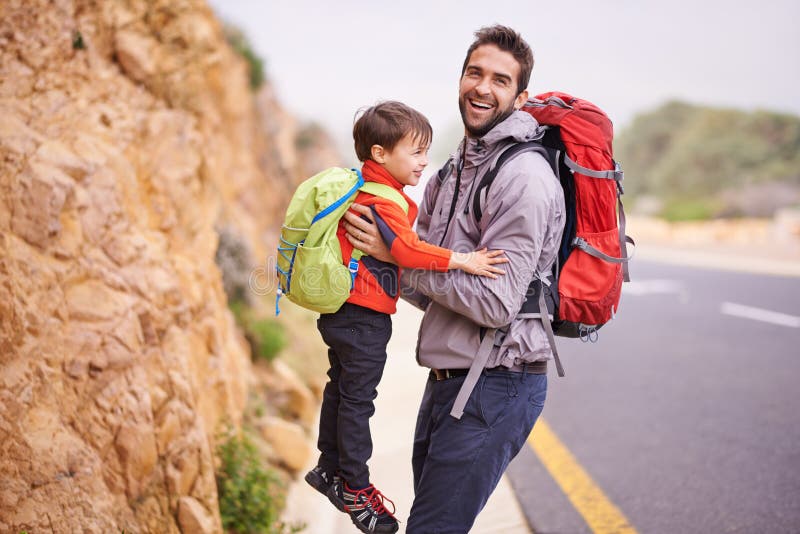 Lets Get Off this Asphalt. a Father and Son Enjoying a Hike Together ...