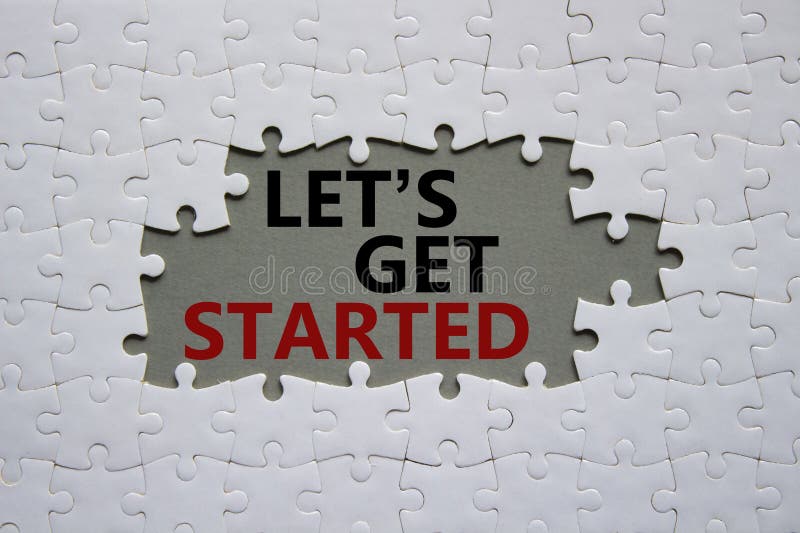 Lets Get Started Symbol. Concept Words Lets Get Started on White Puzzle ...