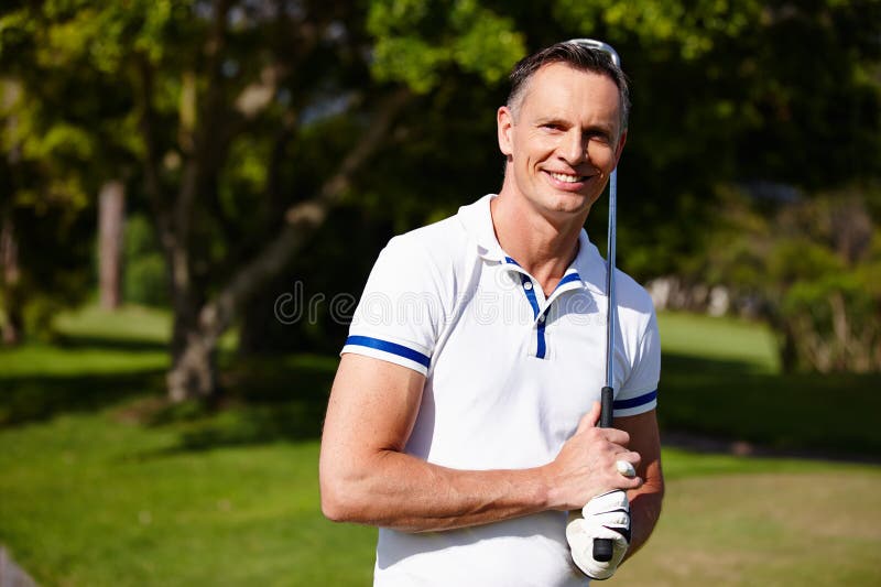 Lets Go Golfing. Portrait of a Handsome Man Enjoying a Day on the Golf ...