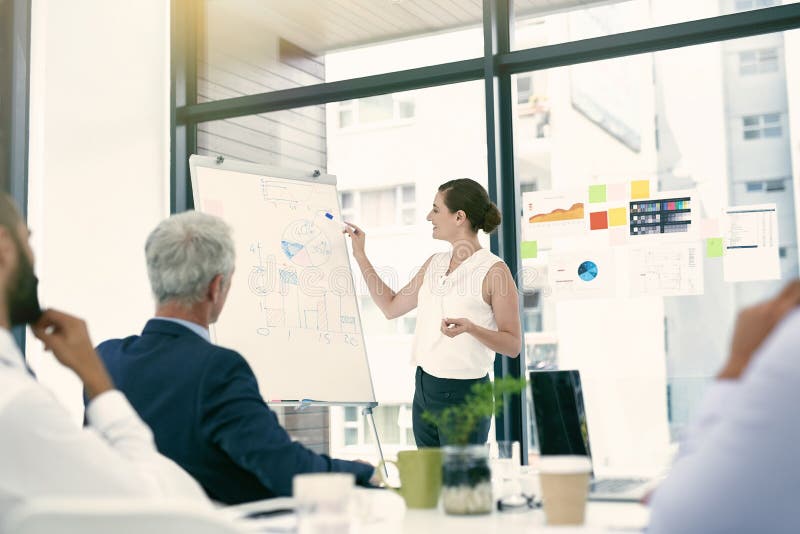 Lets Go Over the Figures. a Group of Businesspeople in a Presentation ...