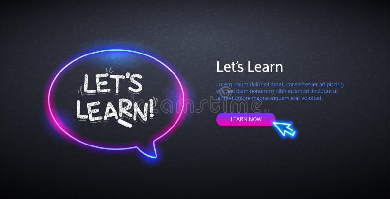 Lets Learn Website Template with Neon Stock Vector - Illustration of ...