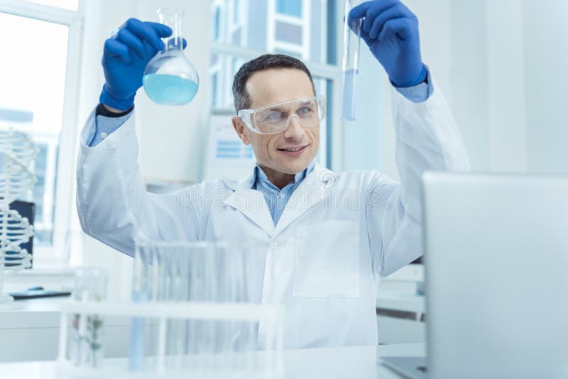 Positive Bioengineer Making an Experiment Stock Image - Image of ...