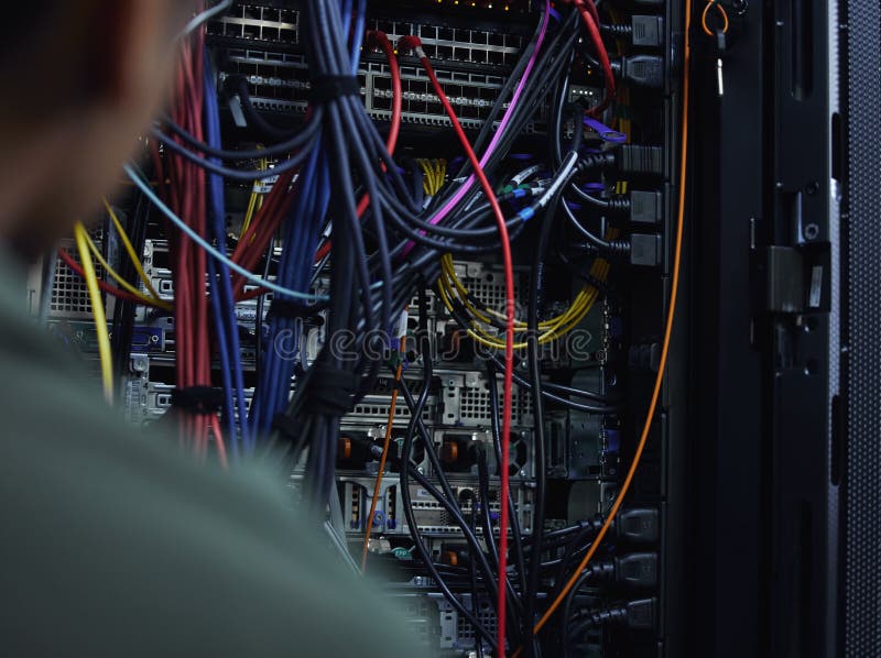 Lets Organize this Cabling. an Unrecognizable Male it Support Agent ...