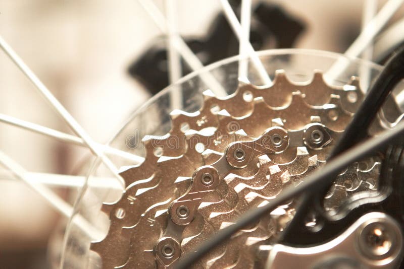Lets Switch into High Gear. Closeup Shot of a Bicycles Rear Wheel ...