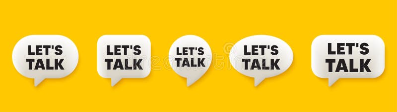 Lets Talk Tag. Connect Offer Sign. 3d Speech Chat Bubbles. Vector Stock ...