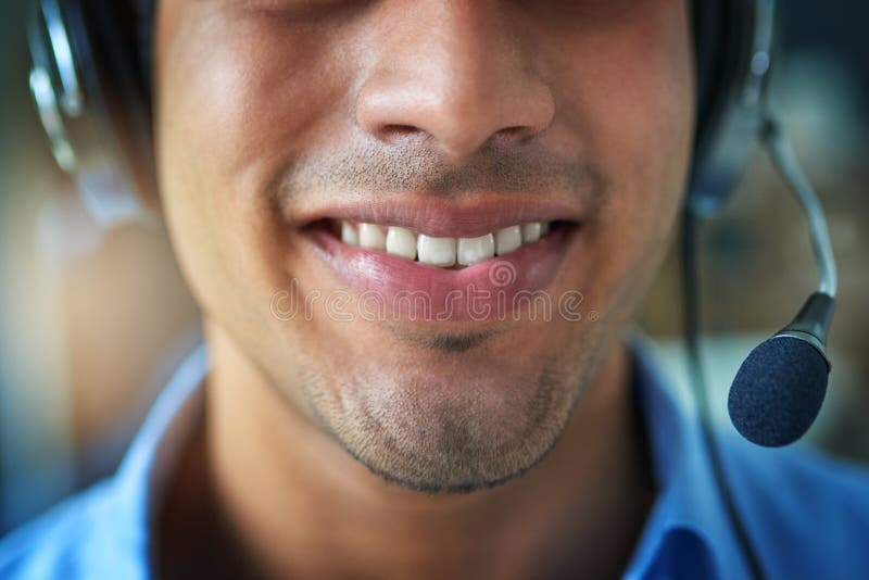 Lets Talk. a Young Man Working in a Call Center. Stock Image - Image of ...