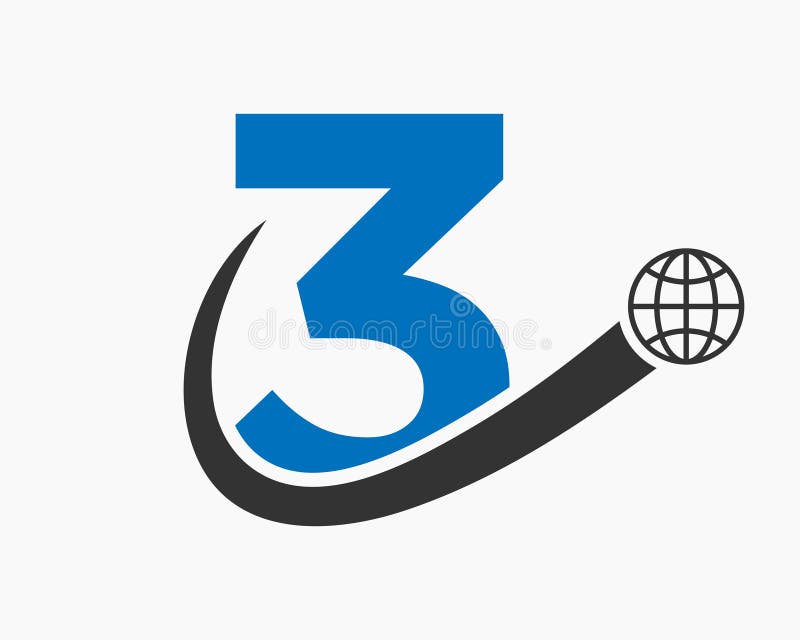 Letter 3 Global Logo Design. World Logotype Symbol Vector Template ...