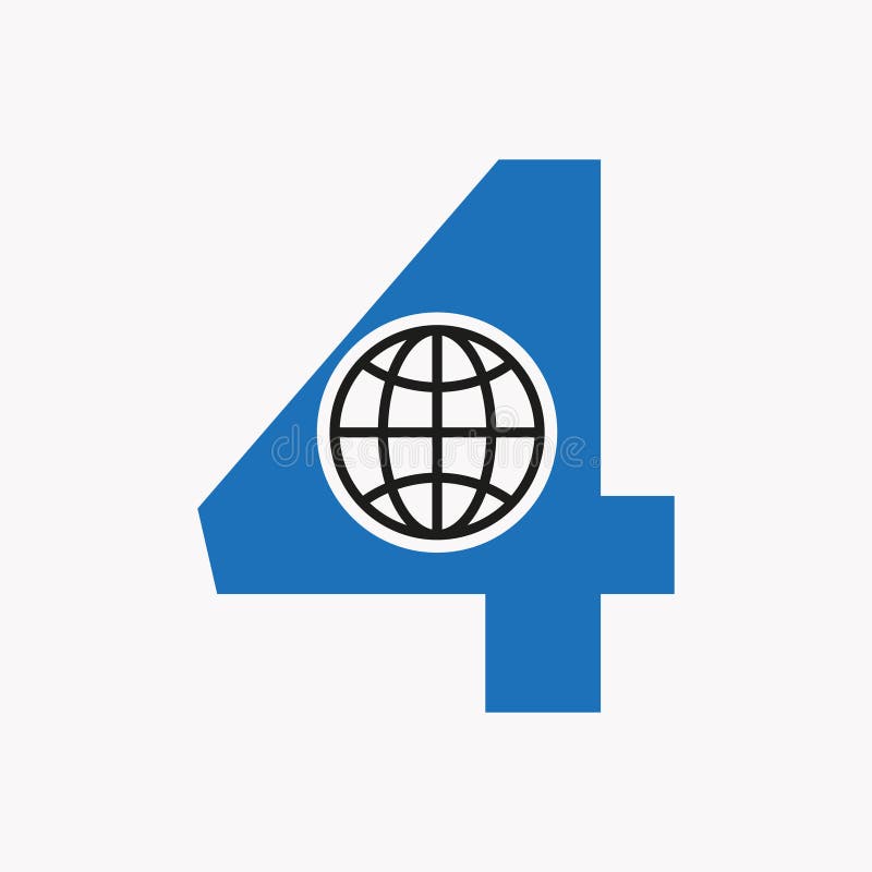 Letter 4 Global Logo Design. Global Logotype Symbol Vector Template ...