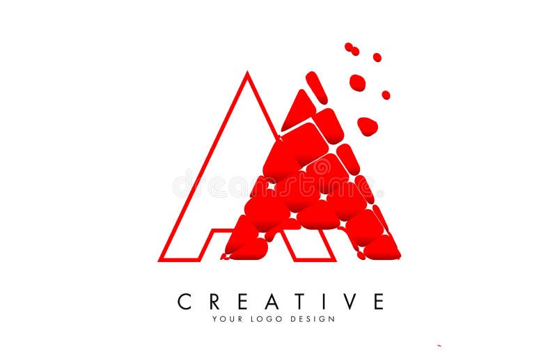 Letter AA Design with Red Shattered Blocks and Monogram Vector ...