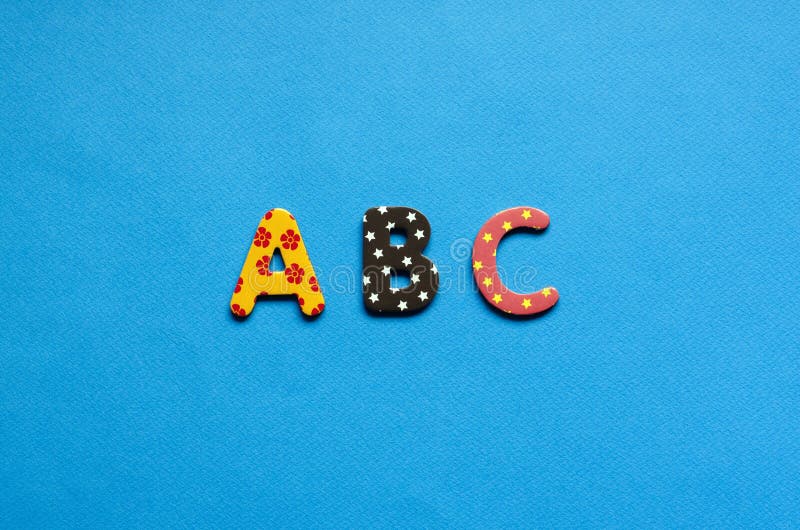 Letter ABC on Blue Paper Background. Stock Image - Image of letters ...