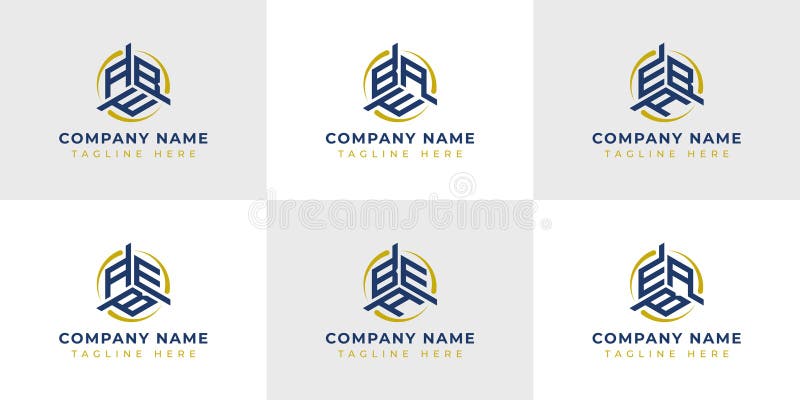 Letter ABE, AEB, BAE, BEA, EAB, EBA Hexagonal Technology Logo Set ...