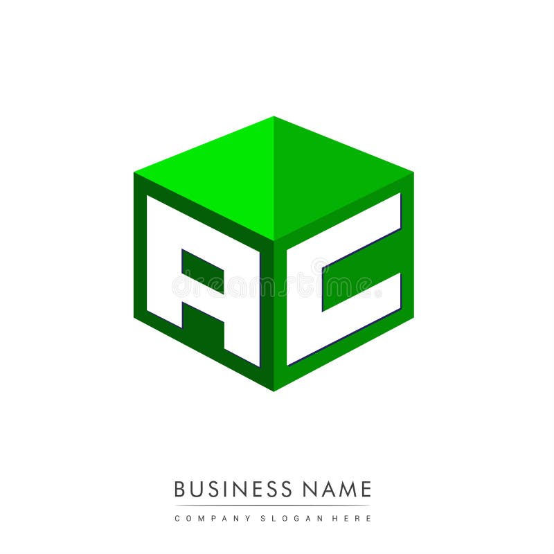 Letter AC Logo in Hexagon Shape and Green Background, Cube Logo with ...